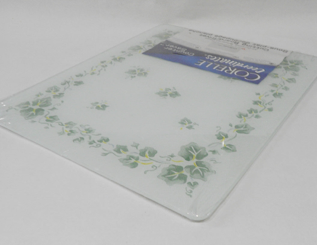 ️ Corelle CALLAWAY 15x12 Tempered Glass COUNTER SAVER BOARD Green Ivy ...