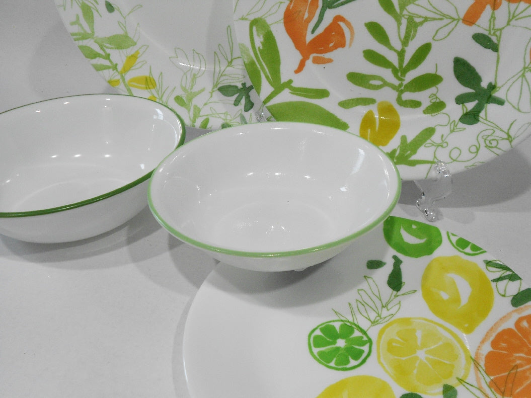 ️ 20-pc CORELLE Contemporary Fruit DINNERWARE SET Citrus & Foliage Le ...