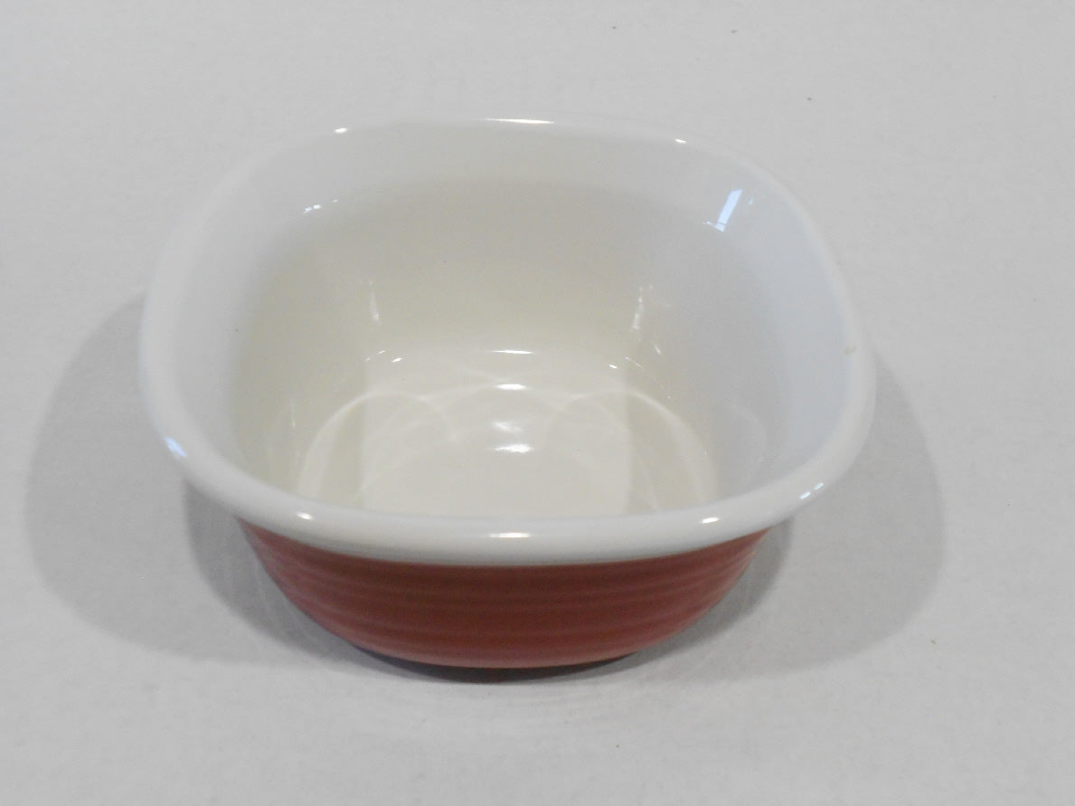 ️ 1 CorningWare RED ETCH 7-oz Square RAMEKIN BOWL Textured Stoneware ...