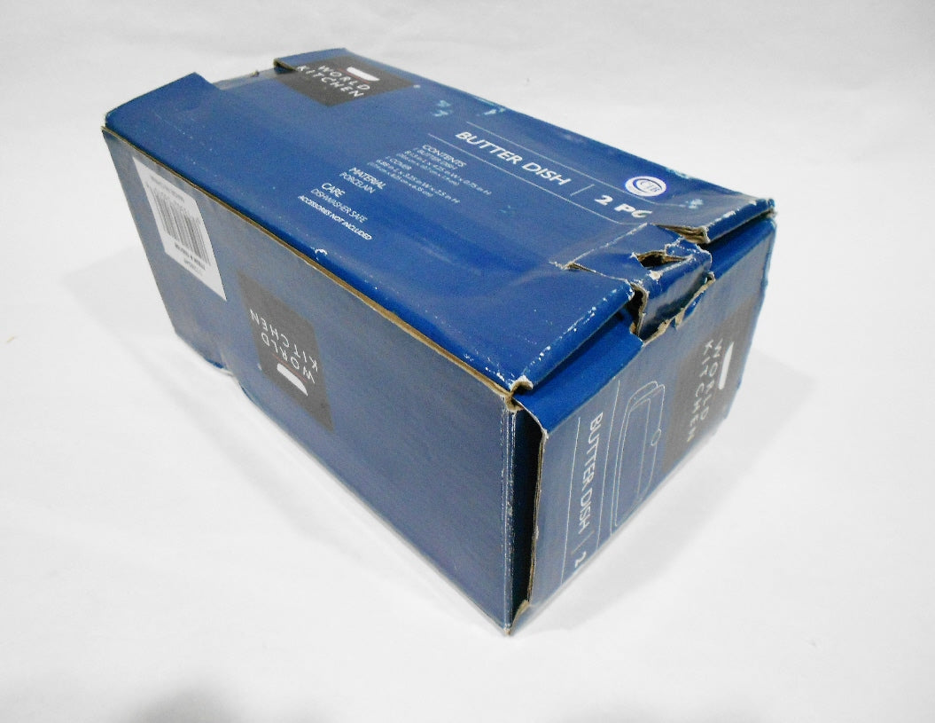 ️ NEW Corelle SPLENDOR Porcelain COVERED BUTTER DISH Red Gray Scrolls ...