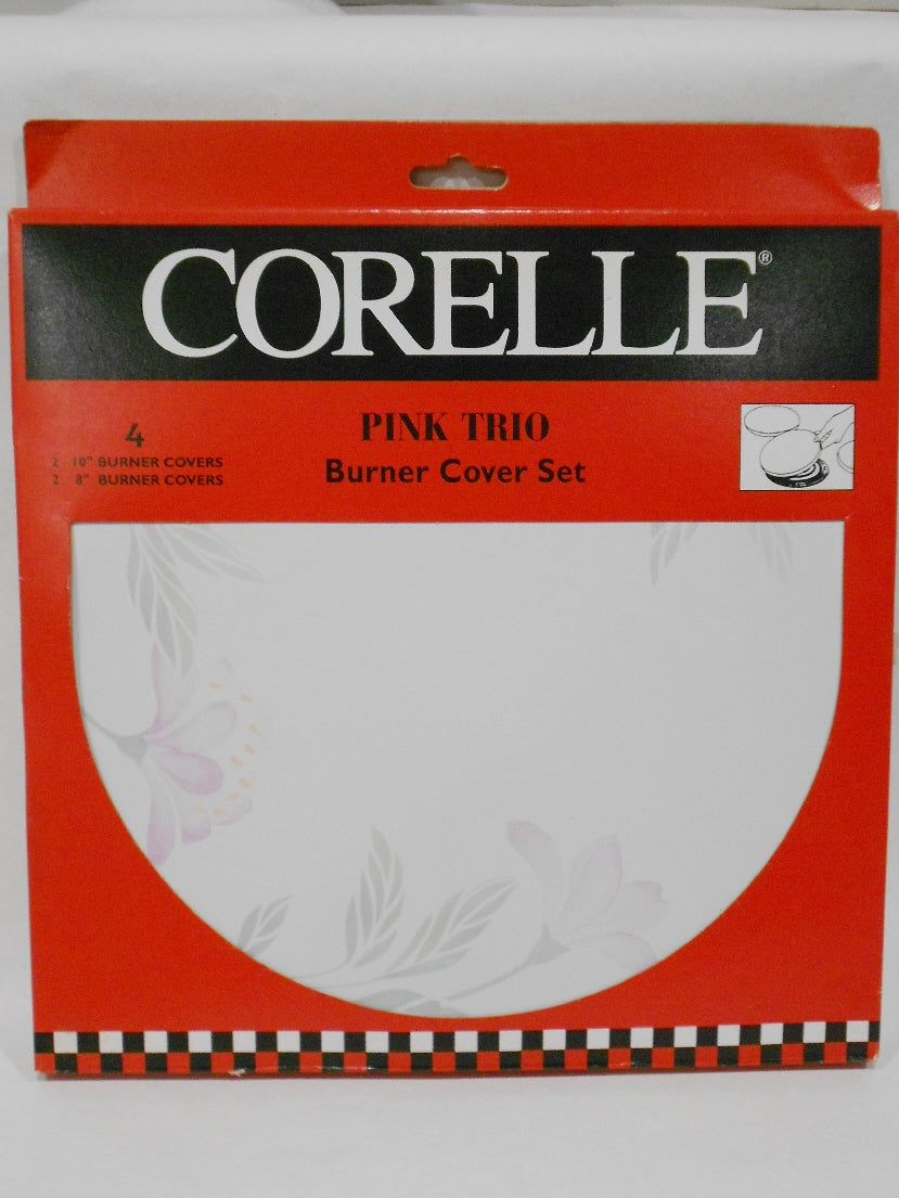️ CORELLE 4-pc PINK TRIO Burner Covers / Stovetop Range Round Metal 1 ...