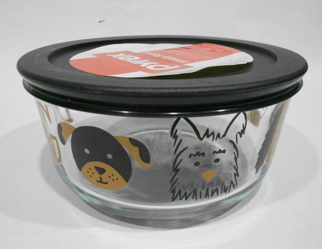 ️ NEW Pyrex 4 Cup FUREVER FRIENDS Glass Storage Bowl & Cover *PUPPY D ...