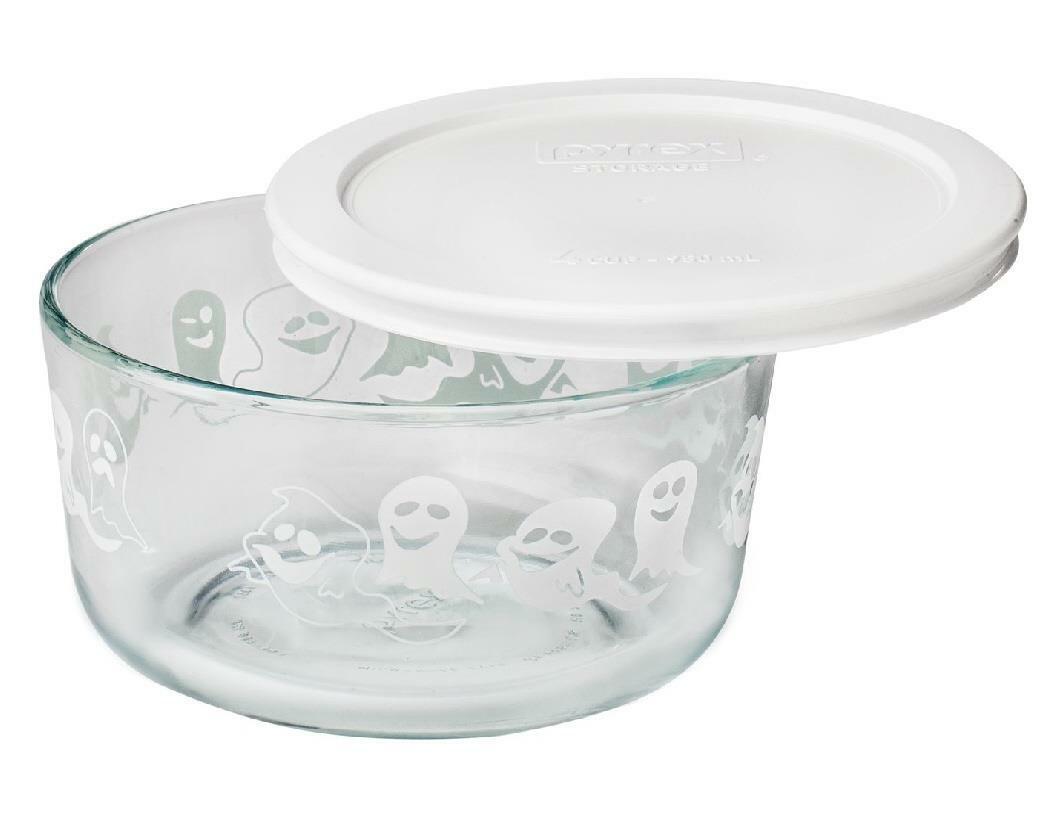 1 PYREX 4-Cup *GHOSTS Halloween Storage Bowl *Choose Color: Orange Whi ...