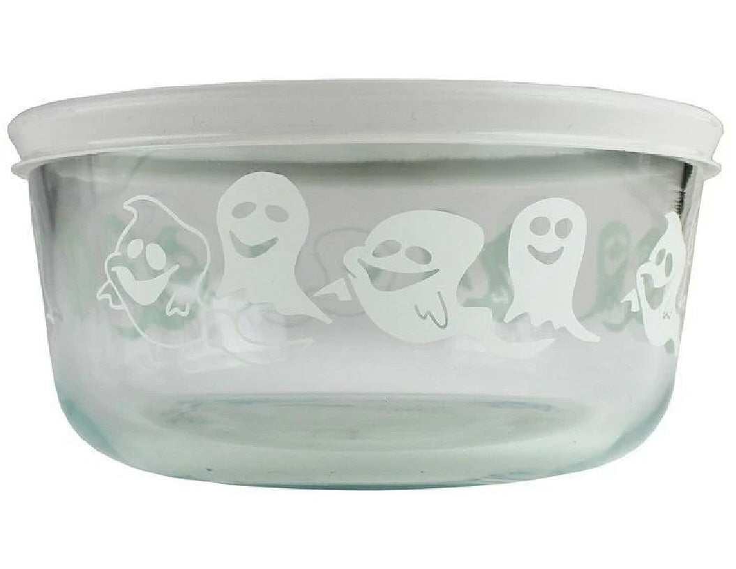 1 PYREX 4-Cup *GHOSTS Halloween Storage Bowl *Choose Color: Orange Whi ...