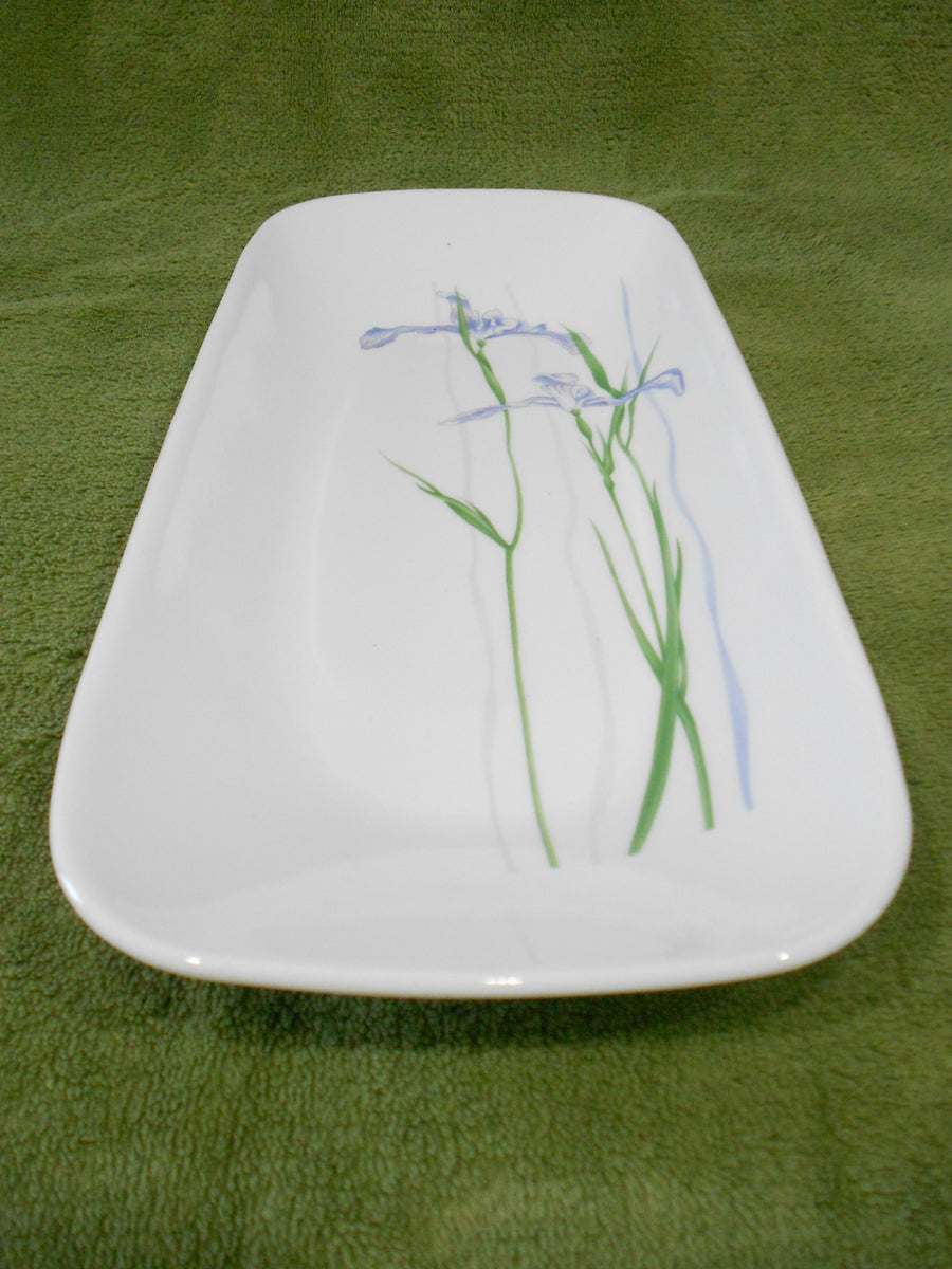 ️ Corelle SHADOW IRIS Oblong APPETIZER TRAY 10.5"x5" Fish Plate / Pur ...