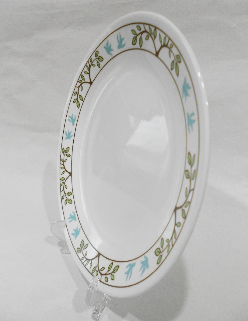 ️ Corelle TREE BIRD 8.5" LUNCH PLATE *NATURE Fluttering BLUE BIRDS Gr ...