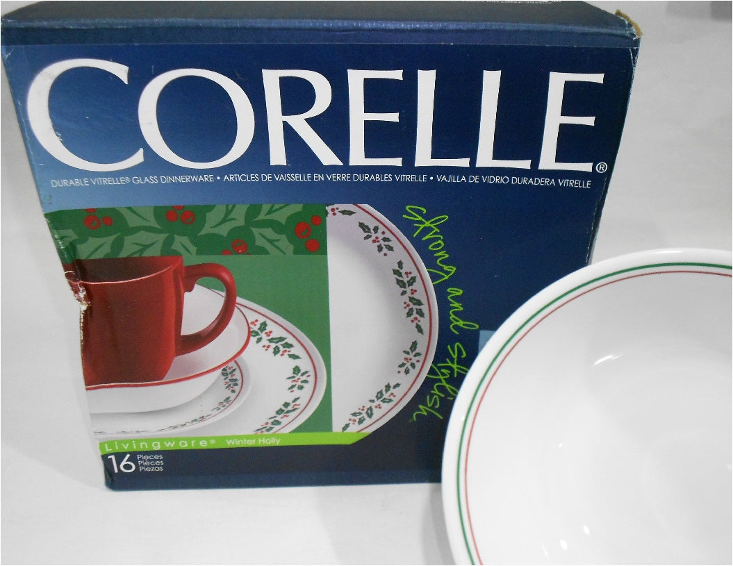 ️ NEW 17-pc Corelle WINTER HOLLY Dinnerware Set CHRISTMAS Holidays Re ...