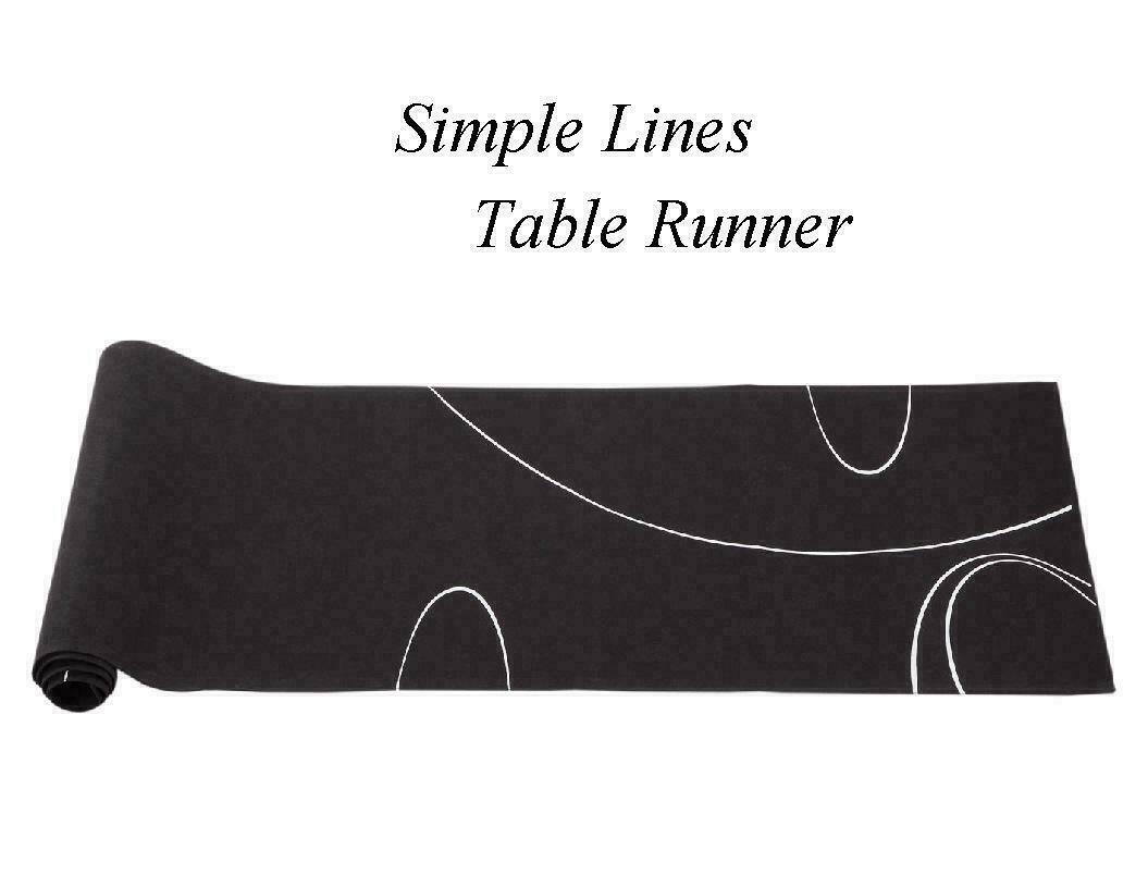 CORELLE Coordinates SIMPLE LINES 60x19 Kitchen DINING TABLE RUNNER Bla ...