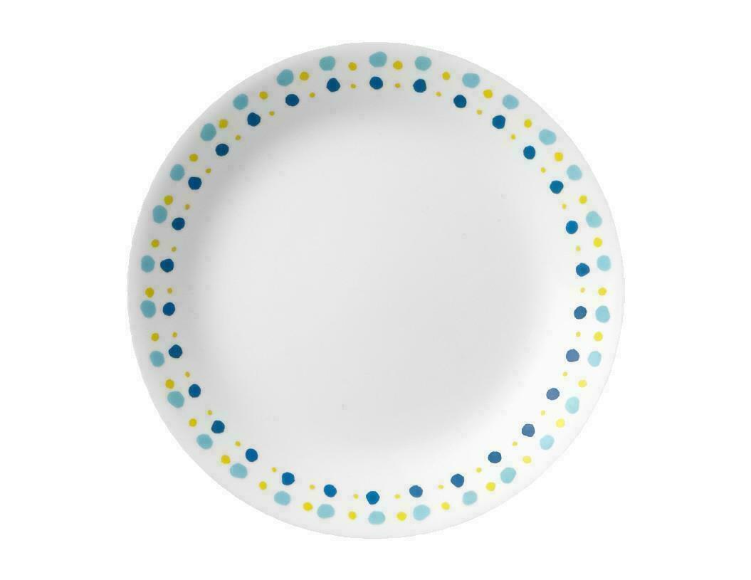 1 NEW Corelle KEY WEST 8 1/2" LUNCH PLATE Teal Blue Yellow Dots ...