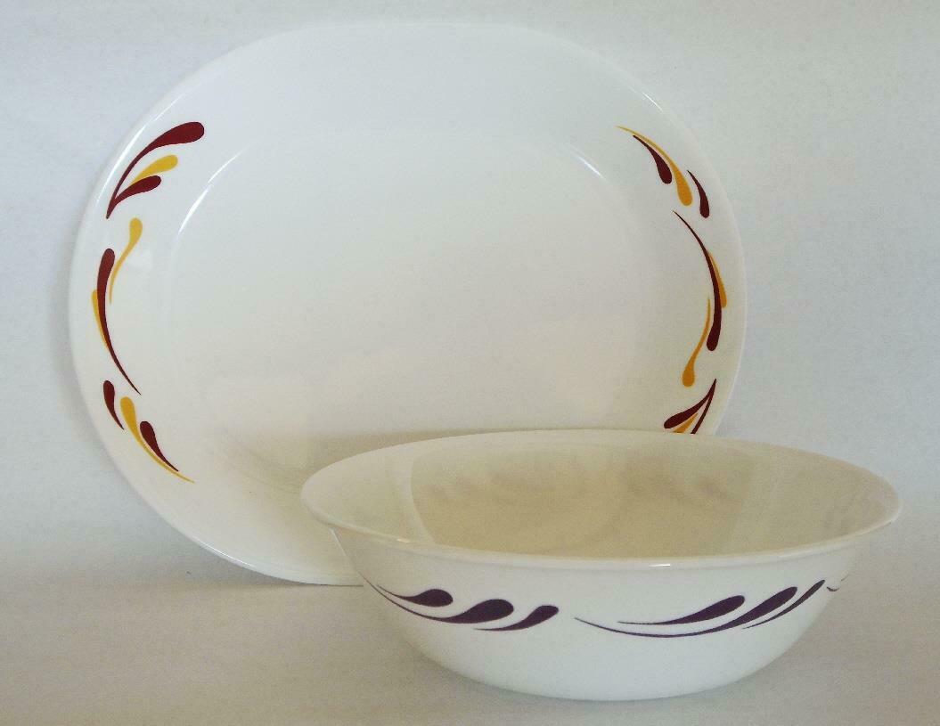 Corelle CELEBRATION Serving PLATTER Plate OR 1 Qt BOWL Purple Red Yell ...