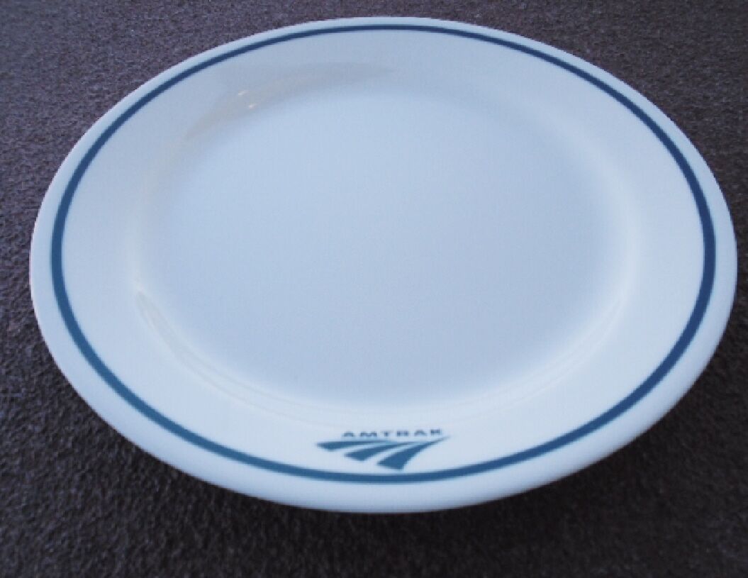 1 Corelle BLUE AMTRAK Dinnerware 9" LUNCH PLATE Railroad Train BLUE ST ...