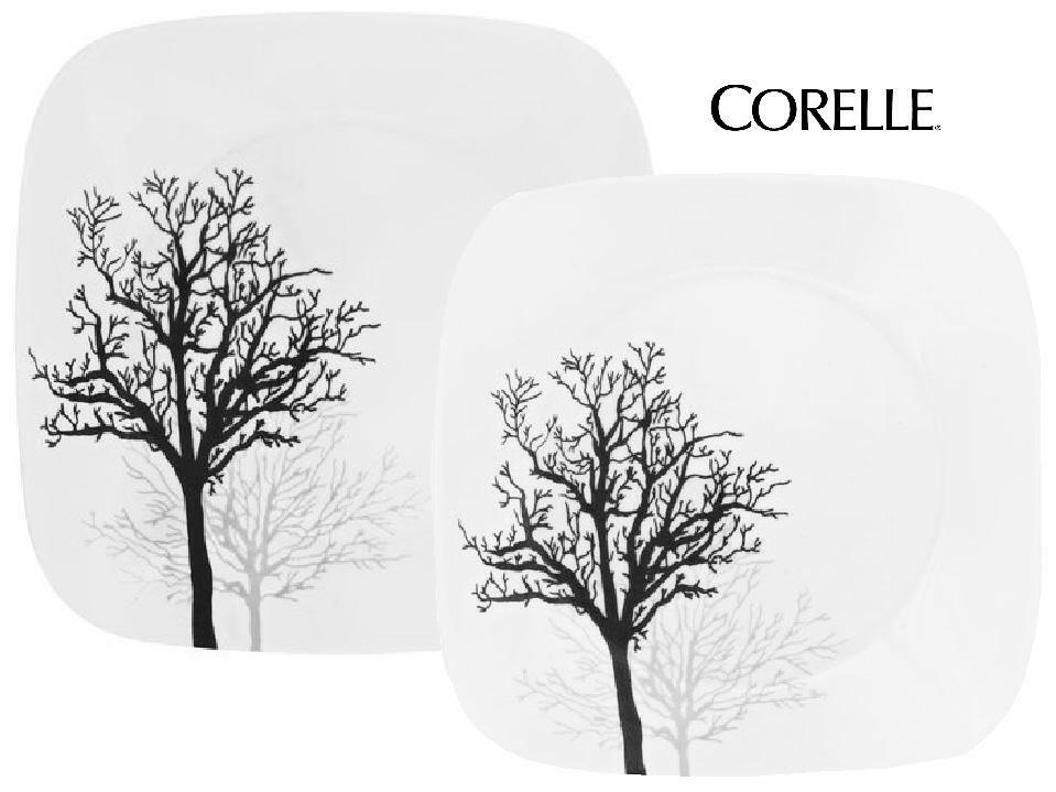 Corelle Square TIMBER SHADOWS Choose: DINNER or LUNCH PLATE *Black Gre ...