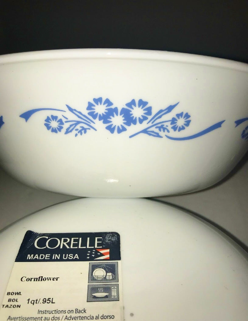 ️ New 1 CORELLE 60th Anniversary BLUE CORNFLOWER 1-Qt SERVING BOWL Pa ...