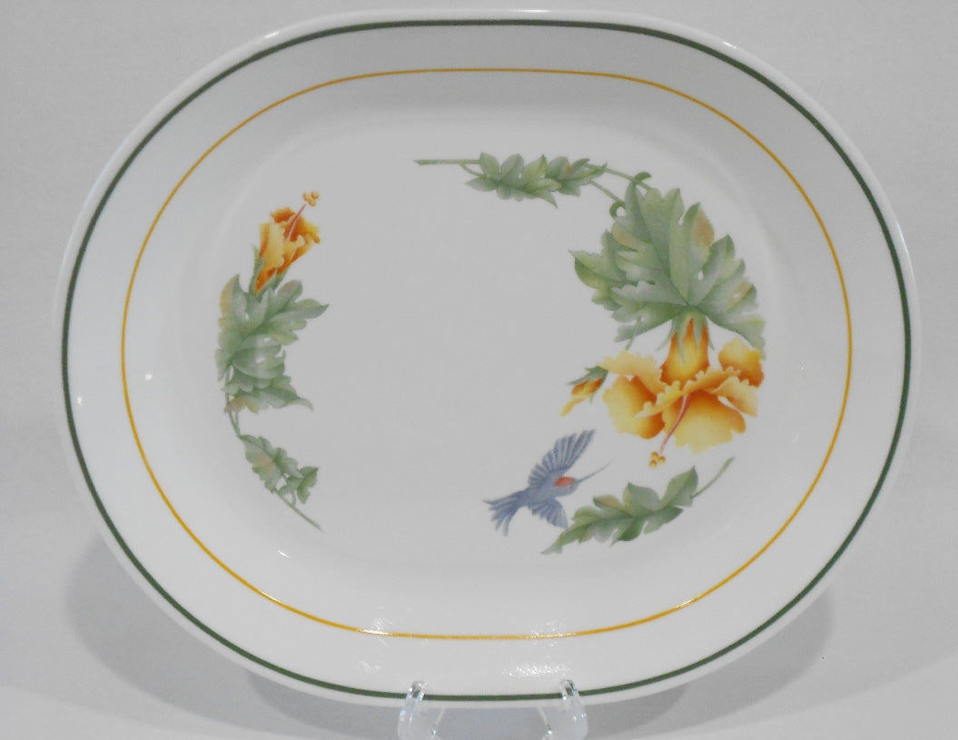 ️ 1 Corelle HUMMINGBIRD Serving PLATTER 12.25" x 10" Plate TROPICAL F ...