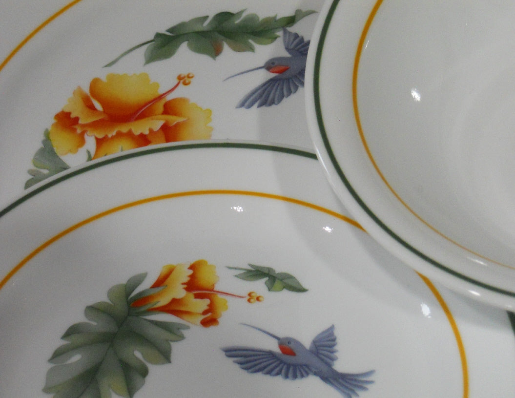 *NRM Corelle HUMMINGBIRD 10 1/4" DINNER Plate TROPICAL Blue Orange Yel ...