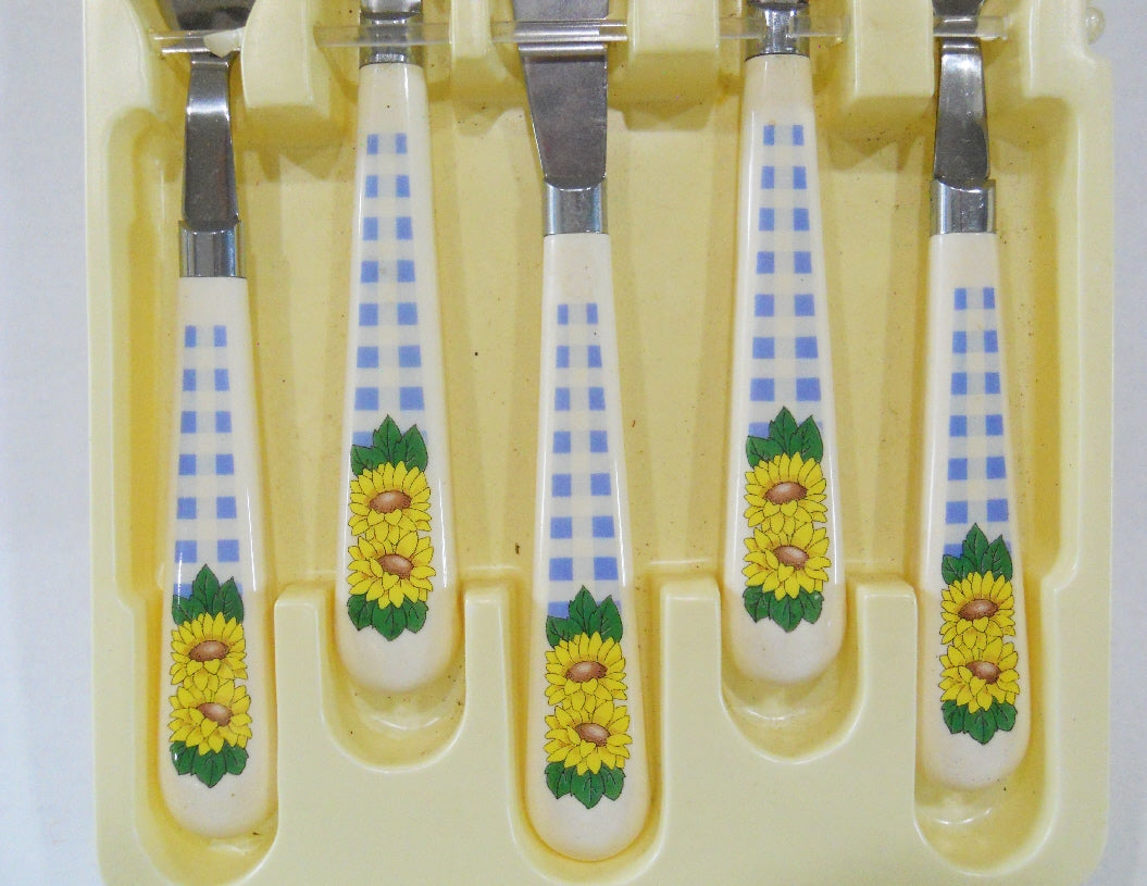 ️ 20-pc SUNSATIONS FLATWARE SET Sunflowers Regent Stainless *Yellow B ...
