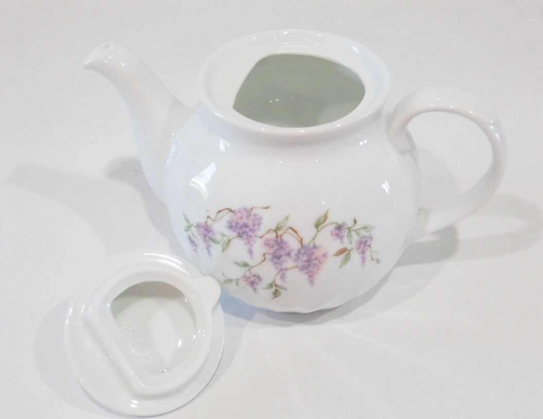*New CORELLE Porcelain WISTERIA SET 1-Qt TEAPOT Purple Floral & Vines ...